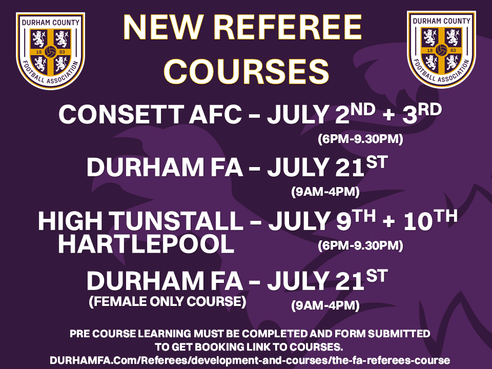 New Referee Courses Now Available – Book Your Place! - Durham County ...